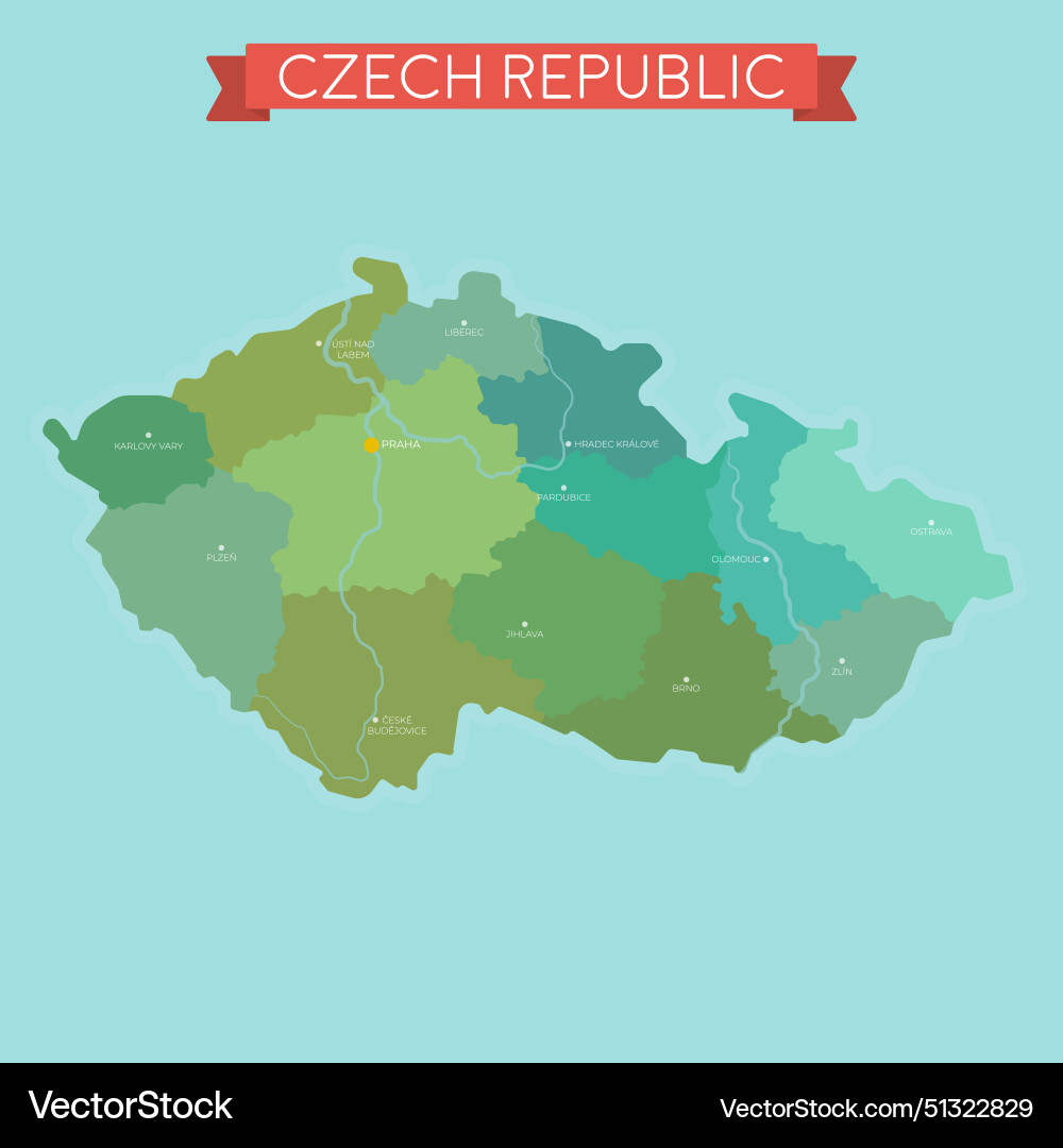 Map of czech republic flat style Royalty Free Vector Image