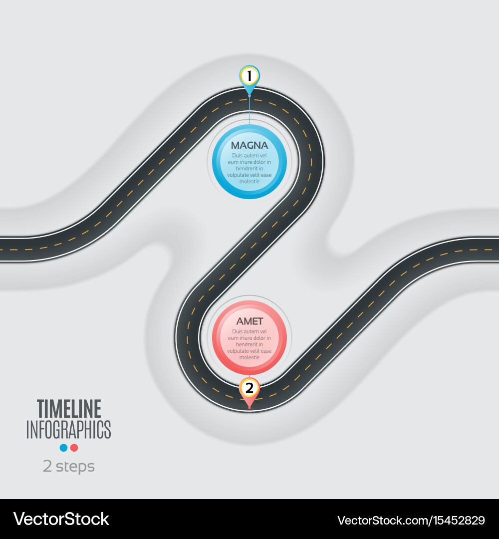 Navigation map infographic 2 steps timeline Vector Image