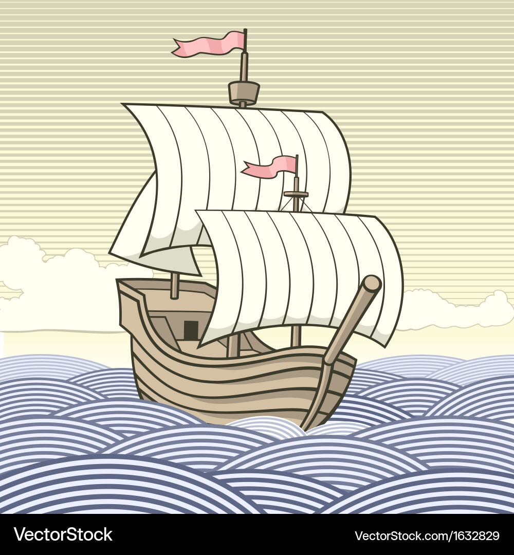 Old time sailing ship Royalty Free Vector Image