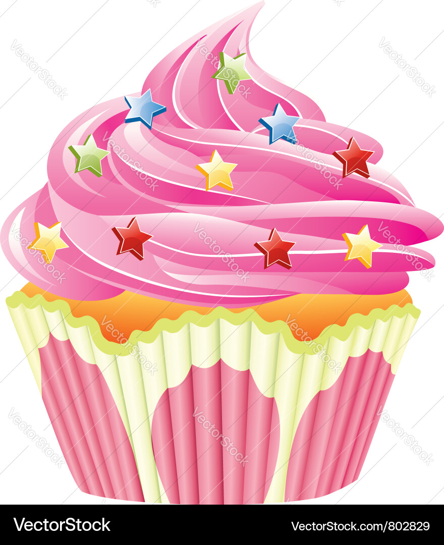 Pink cupcake Royalty Free Vector Image - VectorStock