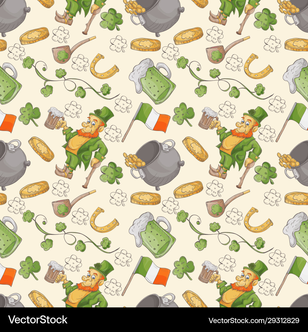 Seamless 6 pattern for design on irish theme Vector Image