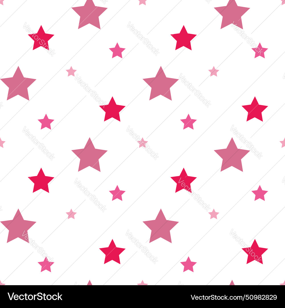 Seamless pattern with festive pink stars on white Vector Image