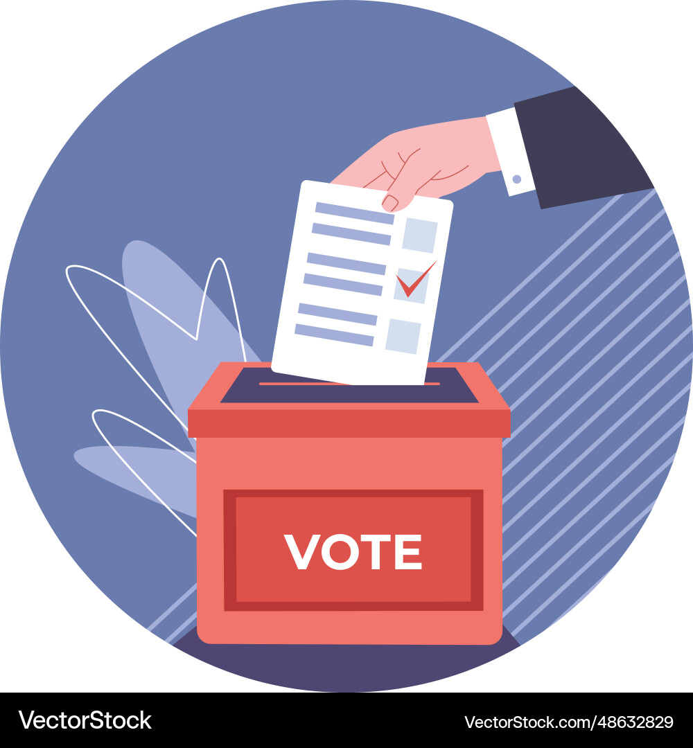 Voting box and paper ballot in human hand Vector Image