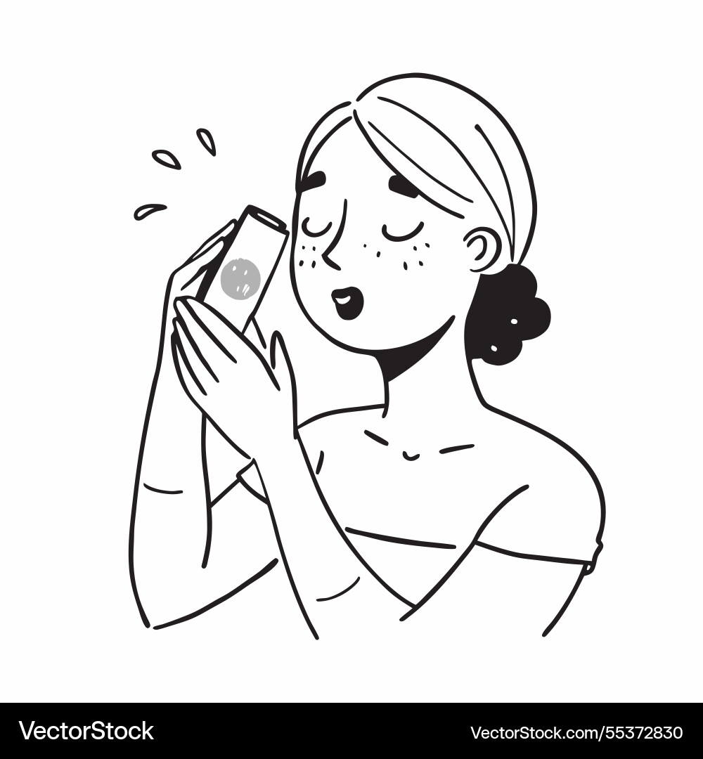 Beauty influencer using a mockup soothing gel Vector Image