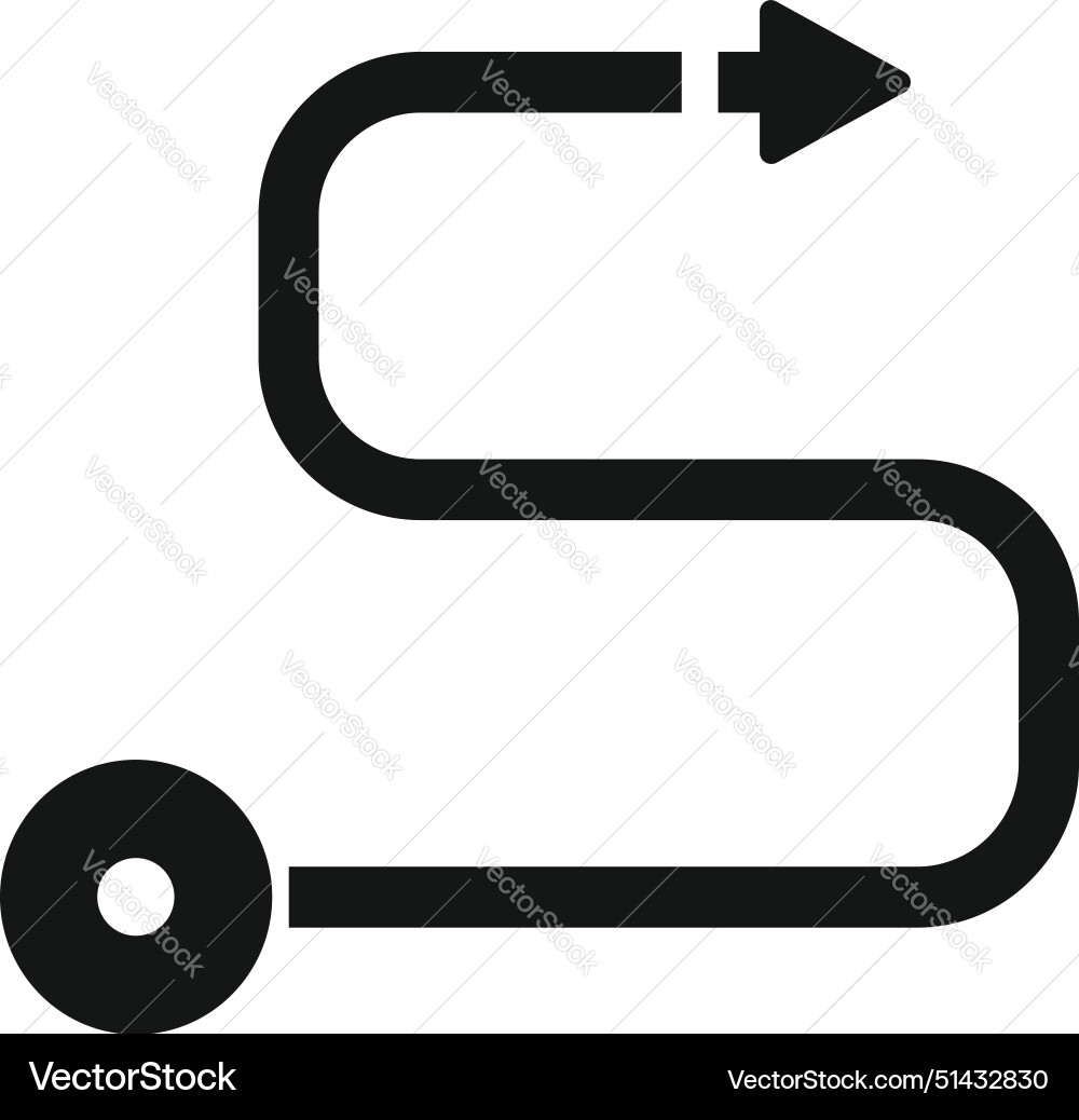 Black arrow path icon with starting point Vector Image