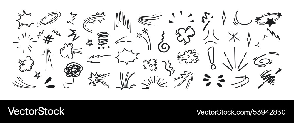 Dynamic Line Movement Doodle Set Royalty Free Vector Image