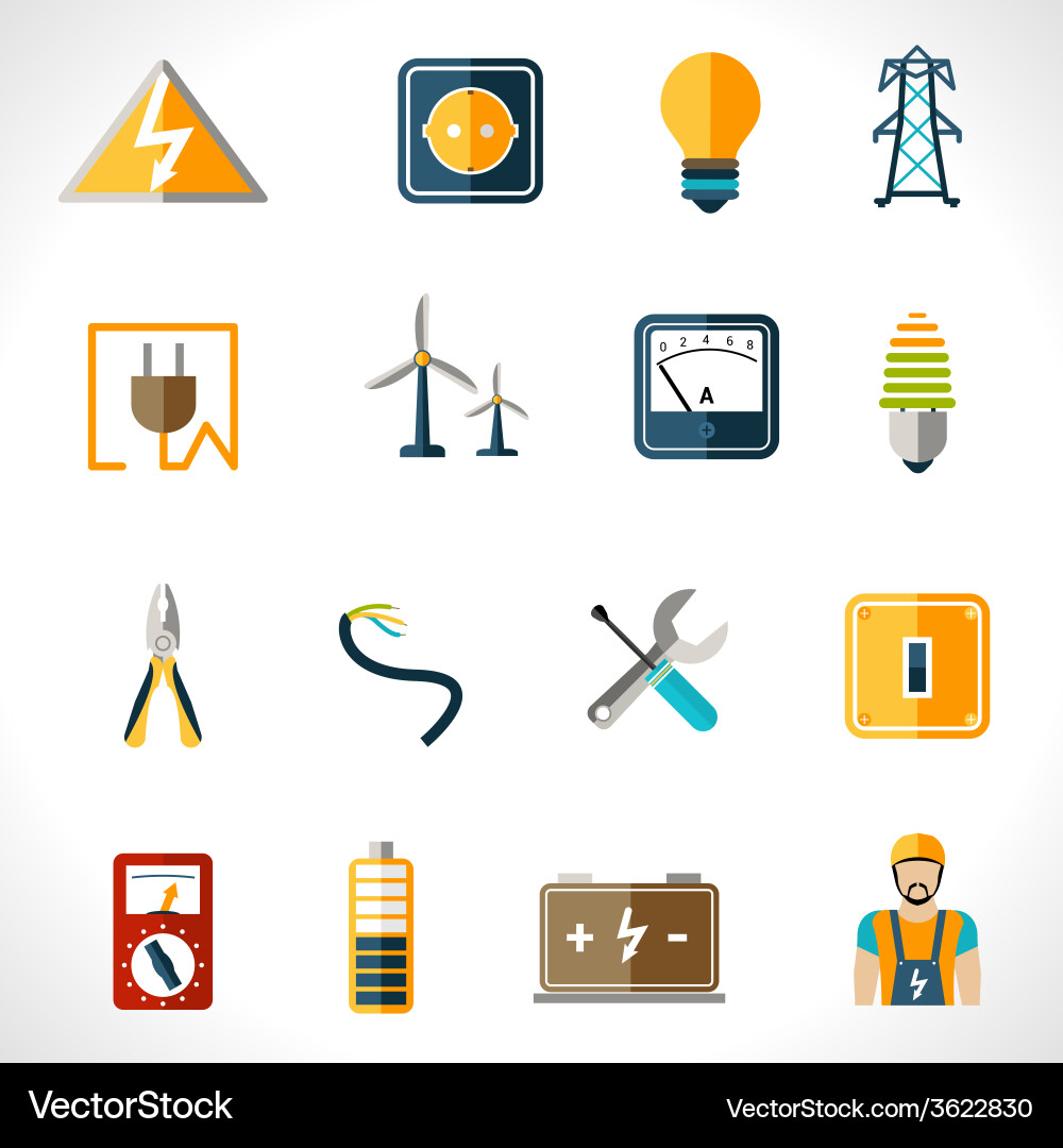 Electricity icons set Royalty Free Vector Image