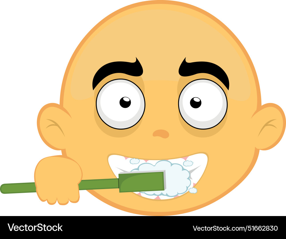Emoticon brushing teeth Royalty Free Vector Image