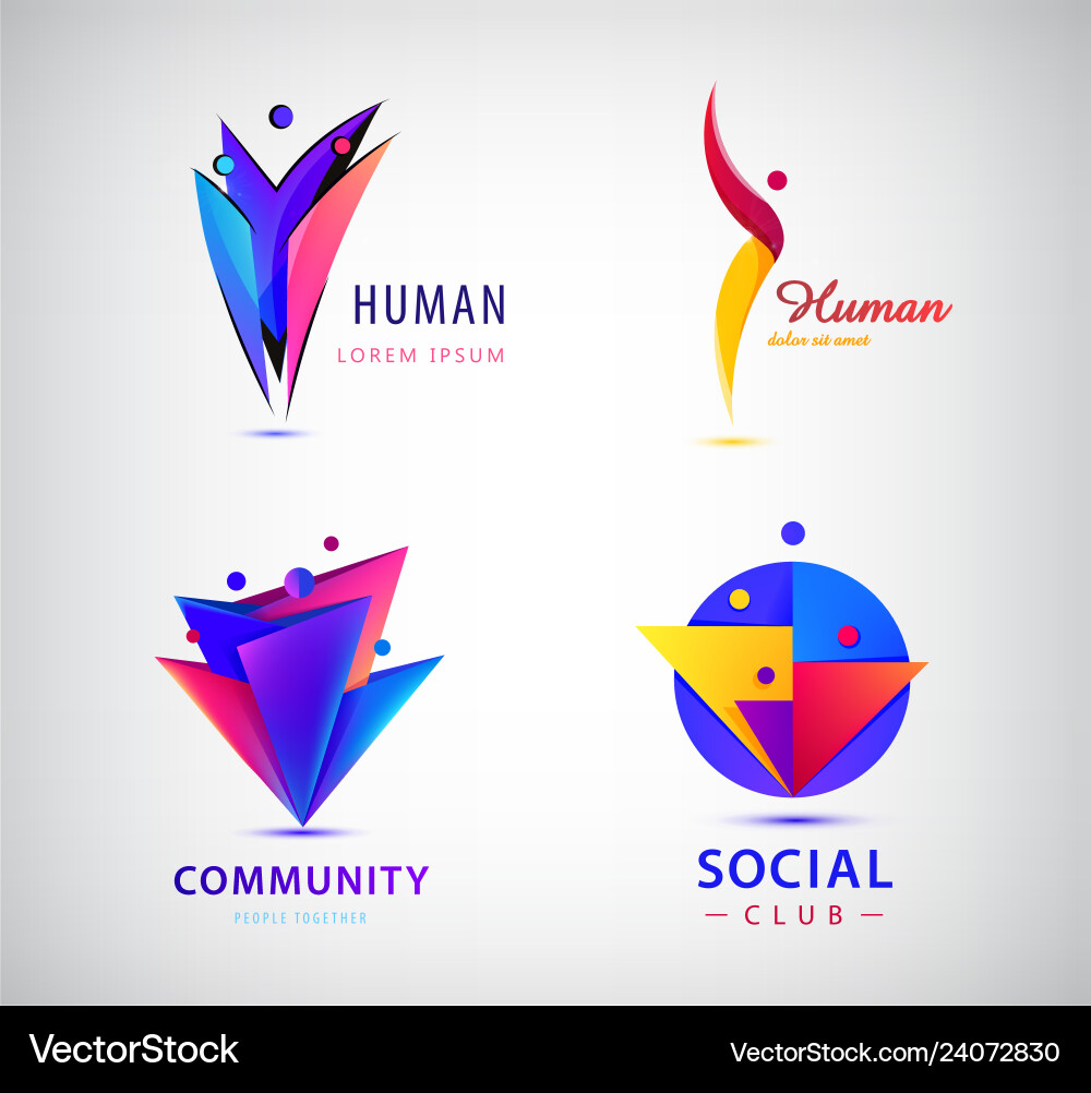 Human Group Logos - Team & Connection Vector Image