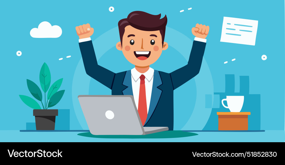 Joyful professional career success Royalty Free Vector Image