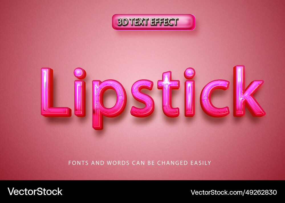 Lipstick girl 3d editable text effect style Vector Image