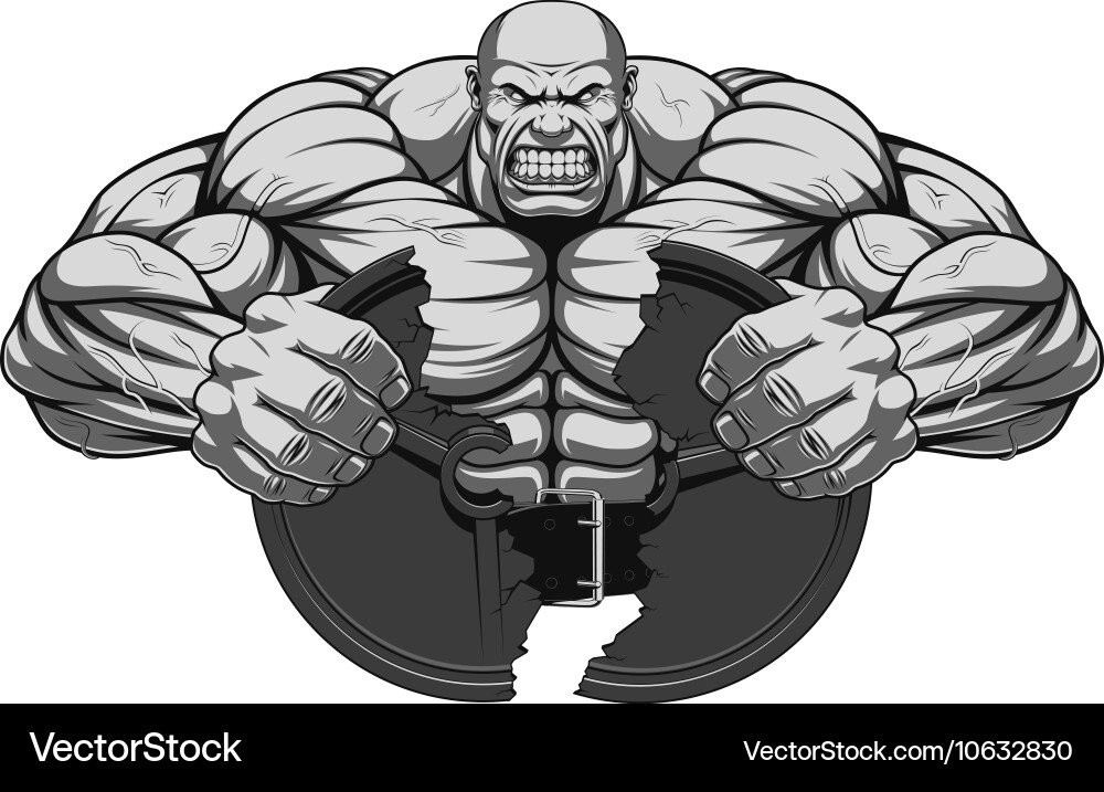 Powerful Athlete Breaking Iron Royalty Free Vector Image