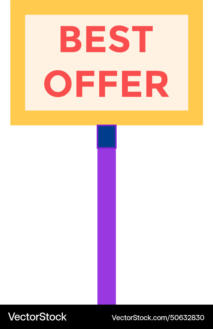 Signboard words best offer yellow rectangular Vector Image