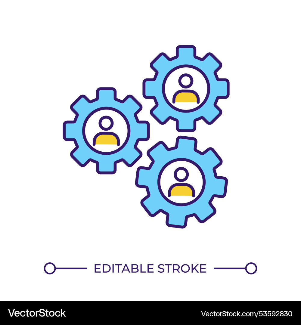 Team cooperation rgb color icon Royalty Free Vector Image