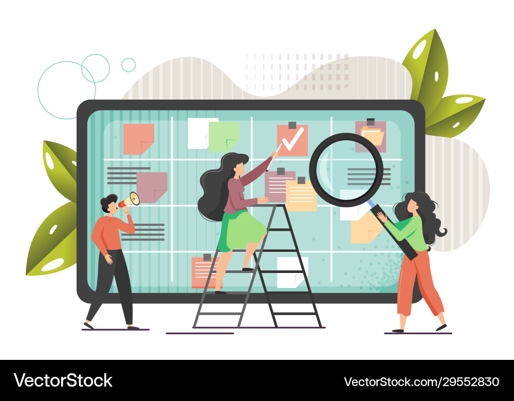 Team Kanban Board Collaboration Royalty Free Vector Image