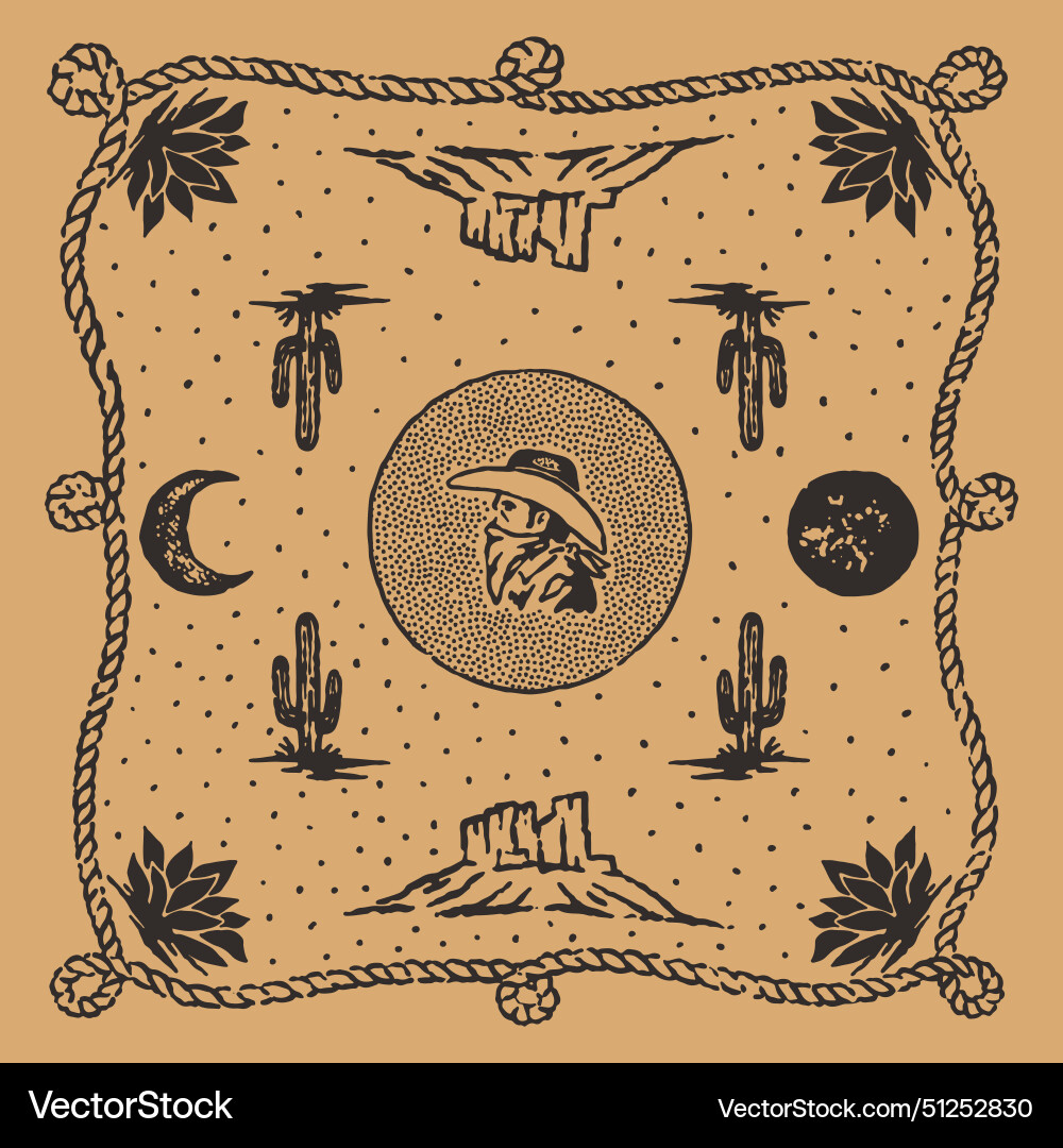 Western Cowboy Bandana Royalty Free Vector Image