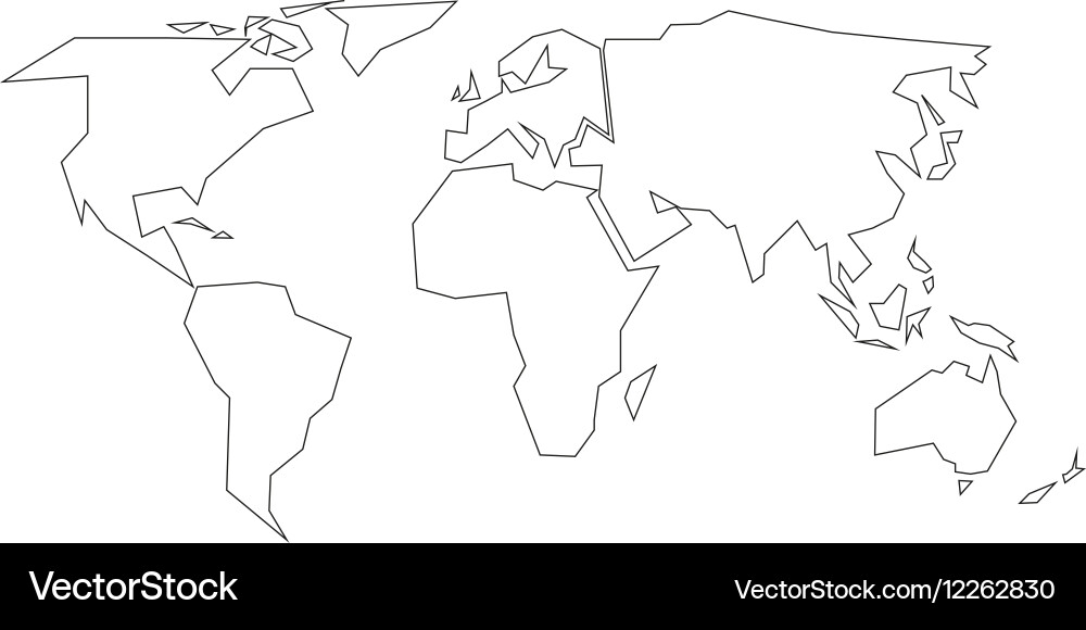 World Map Outline - Six Continents Royalty Free Vector Image