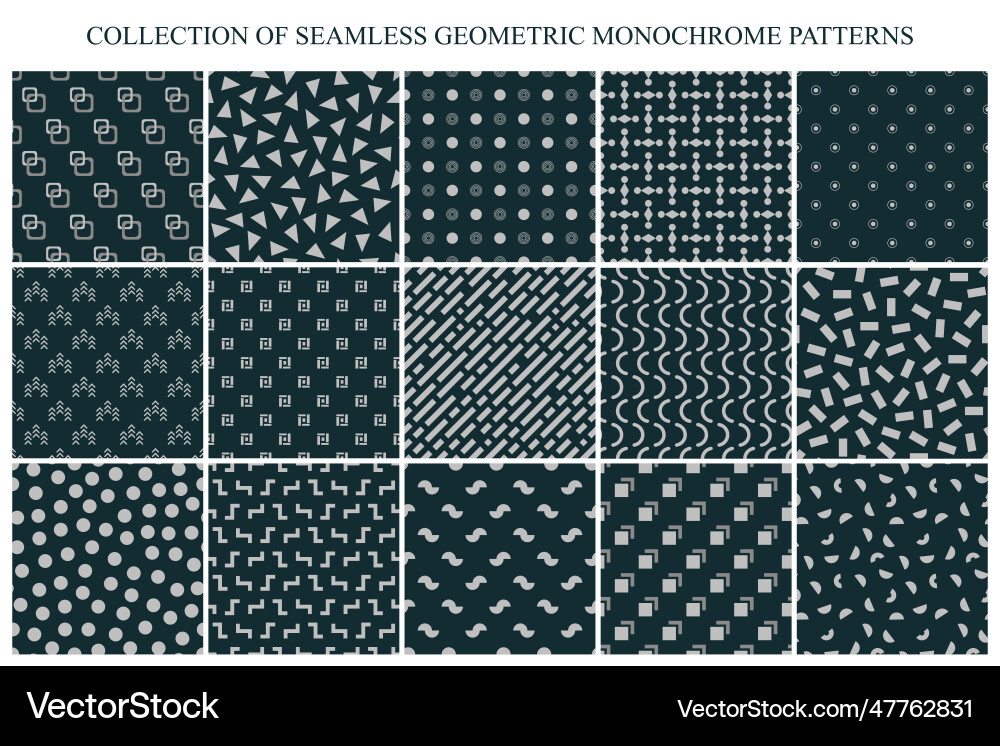 Collection of seamless geometric patterns Vector Image