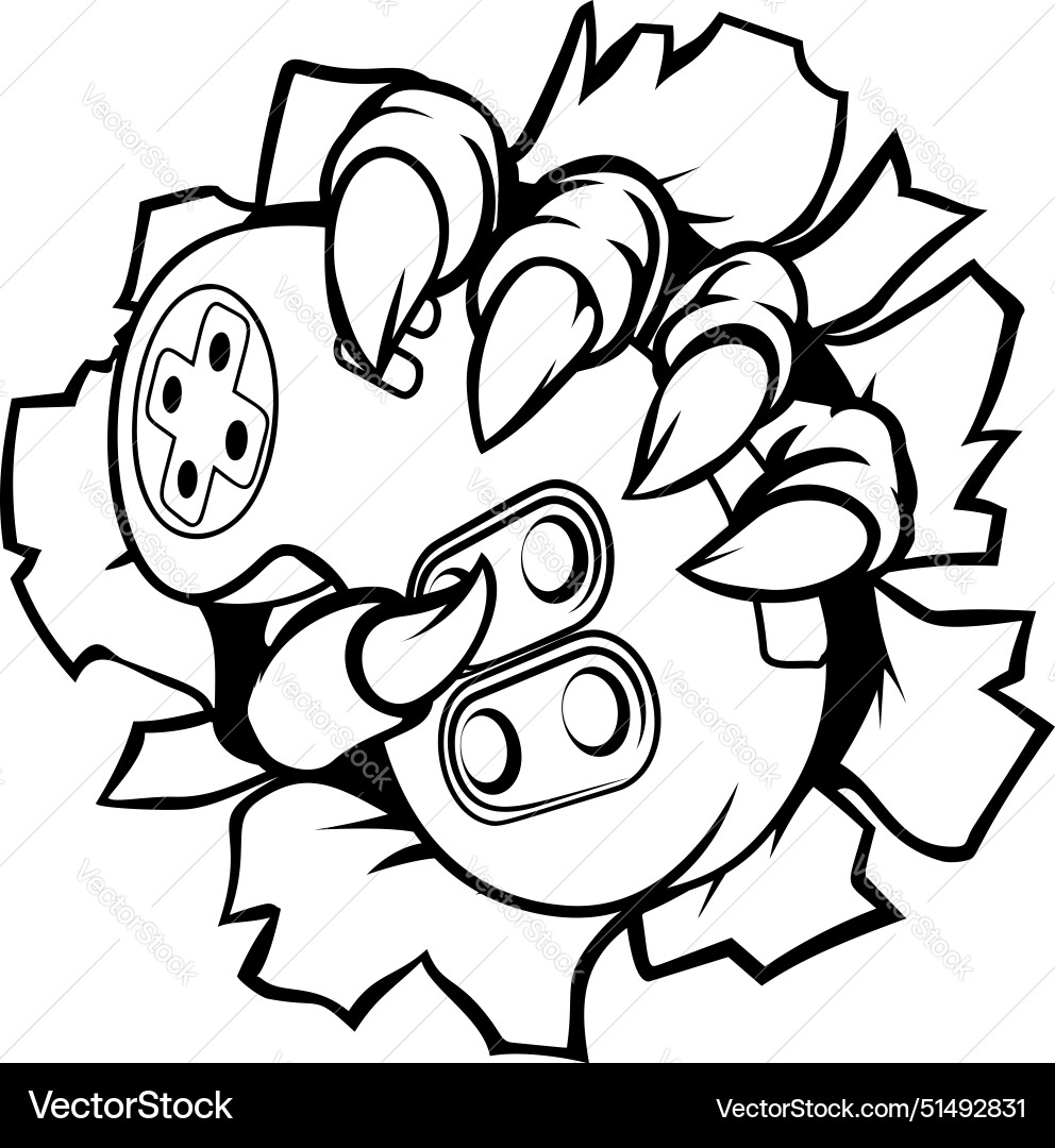 Gamer monster claws games controller breaking out Vector Image
