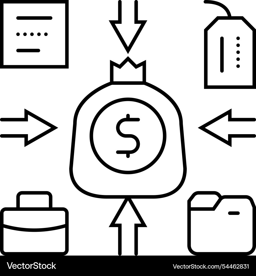 Income sources budget planning line icon Vector Image