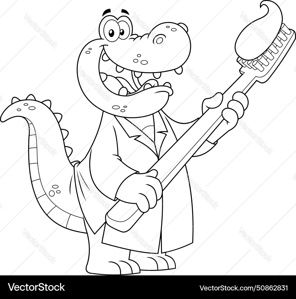 Outlined alligator or crocodile doctor Royalty Free Vector