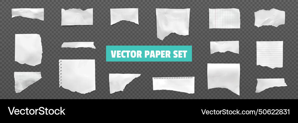 Ripped torn paper realistic set Royalty Free Vector Image