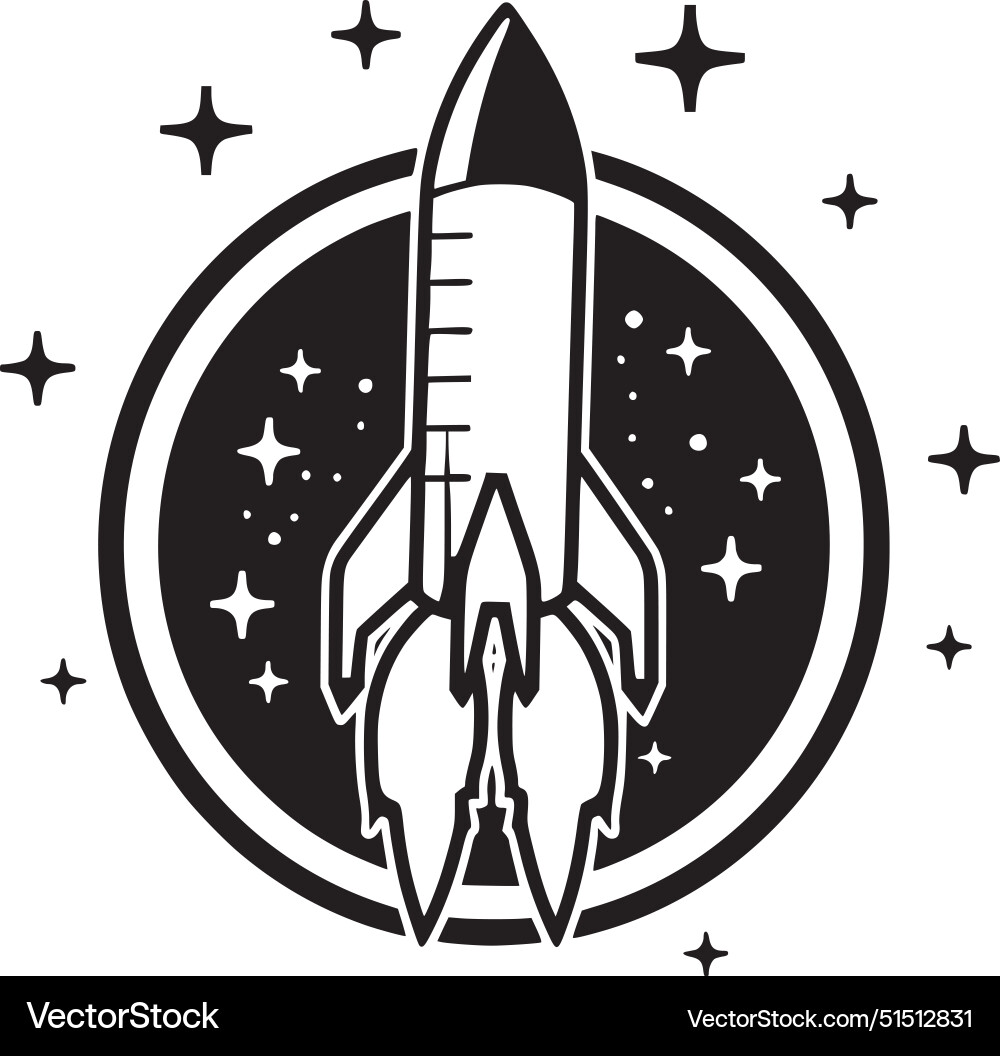 Rocket - black and white Royalty Free Vector Image