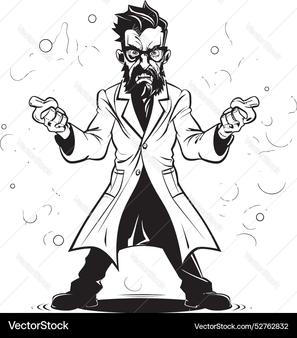 Angry genius dynamic doctor emblem brilliant Vector Image