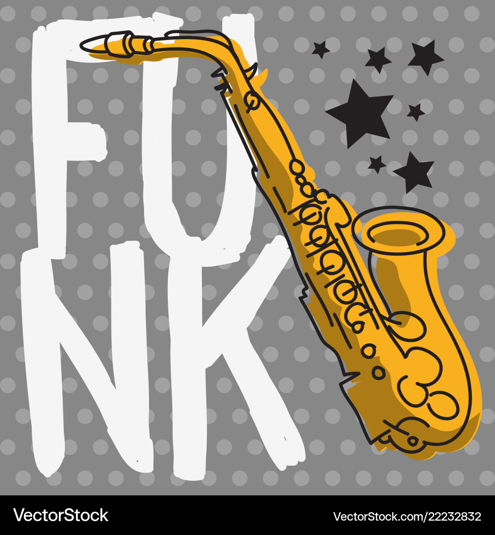 Funk music lettering type poster design Royalty Free Vector