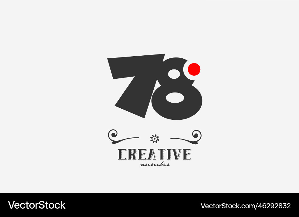 Grey 78 number logo icon design with red dot Vector Image