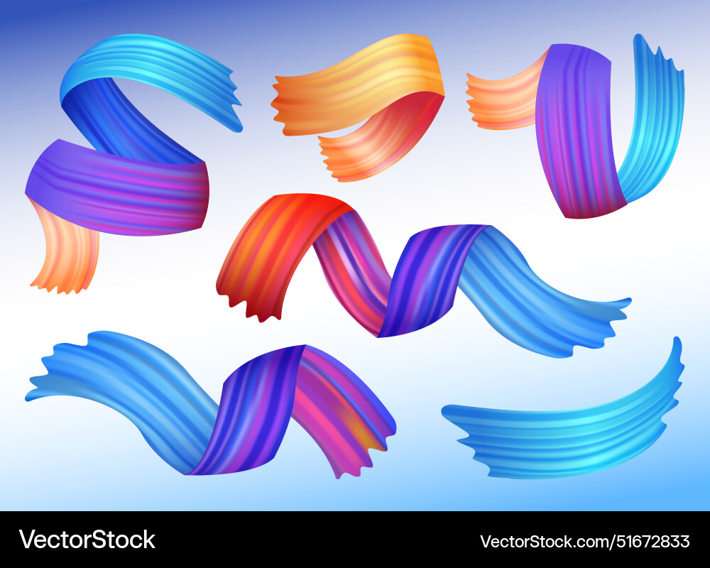 Brushstroke multicolor gradient texture set brush Vector Image