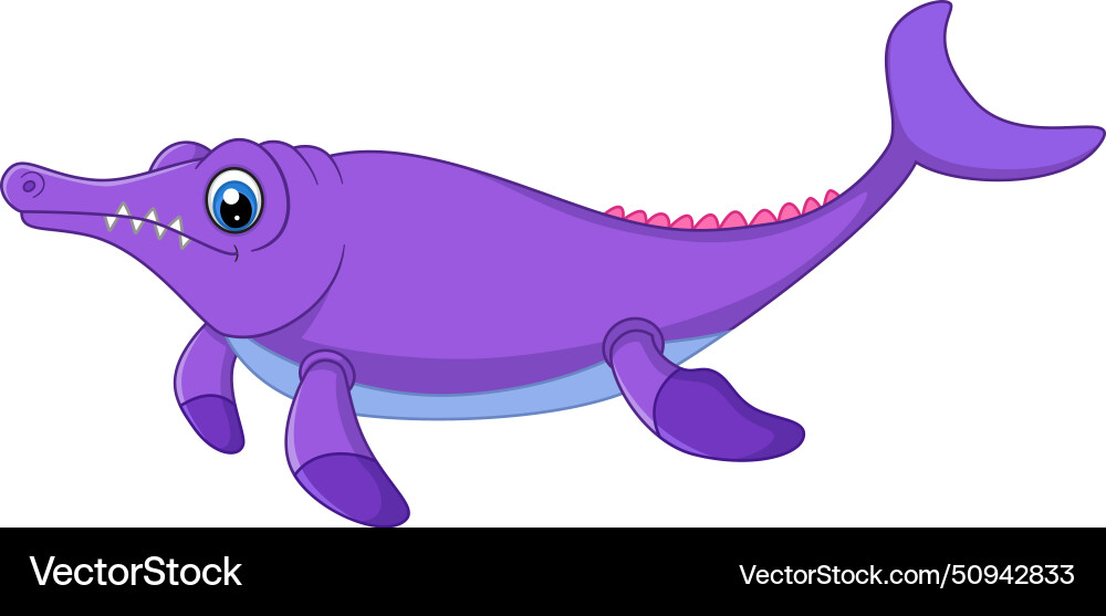 Cartoon plesiosuchus on white background Vector Image