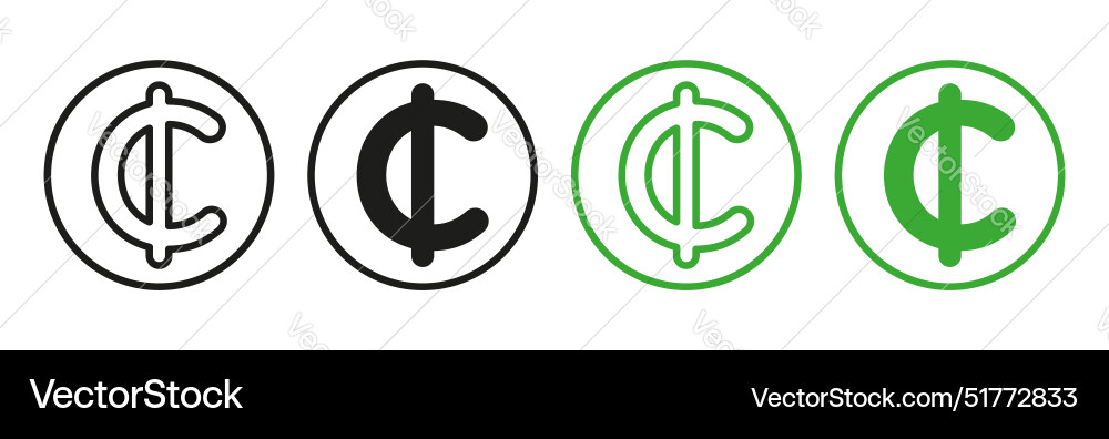 Cedi line sign set Royalty Free Vector Image - VectorStock