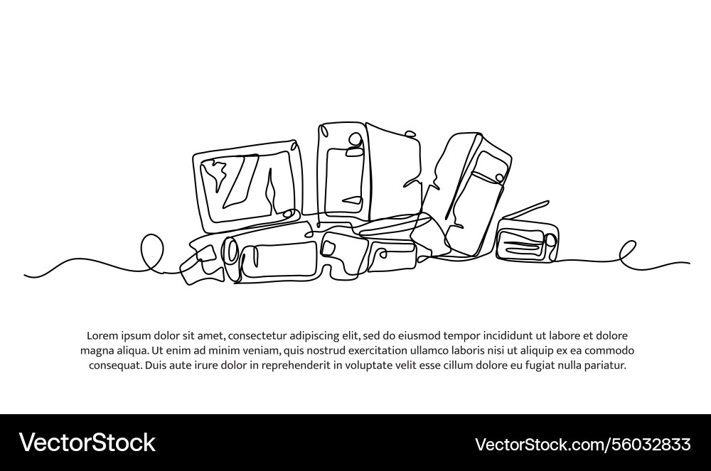 Continuous one line design of hazardous waste Vector Image