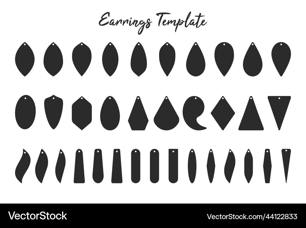 Earring shape template black shadow of earrings Vector Image