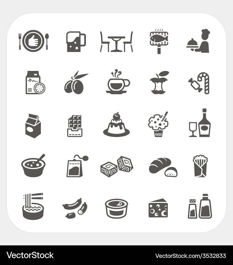 Food and dessert icons set Royalty Free Vector Image