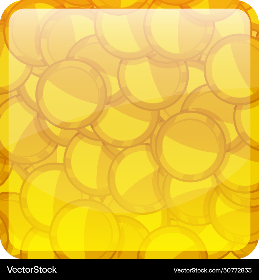Glossy button with golden coins texture cartoon Vector Image