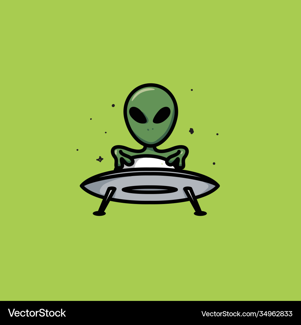 Green Alien UFO Icon Royalty Free Vector Image