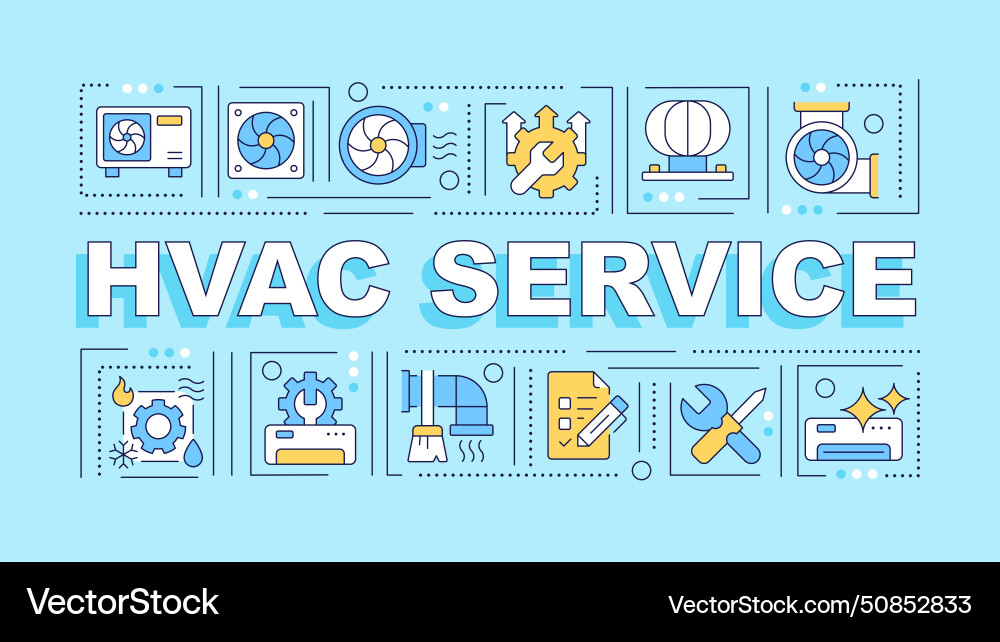 Hvac maintenance turquoise word concept Royalty Free Vector