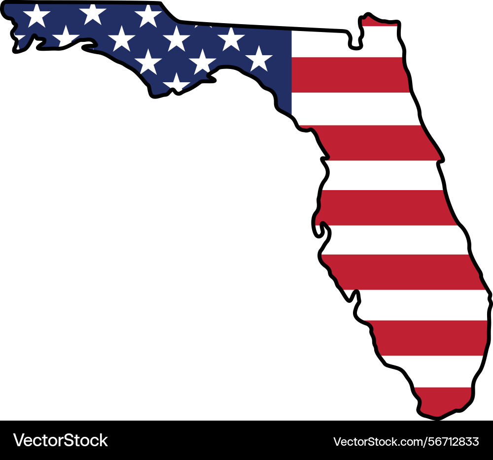 Map of florida state design with usa flag Vector Image