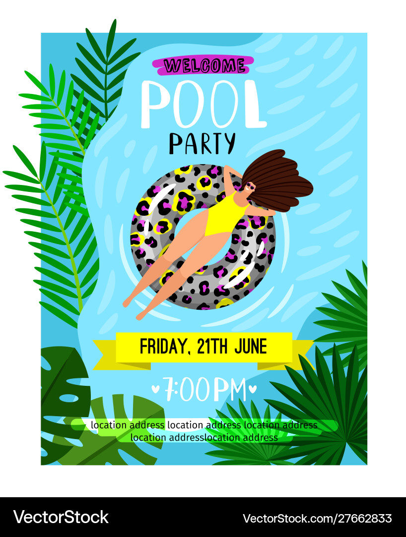 Pool party poster Royalty Free Vector Image - VectorStock