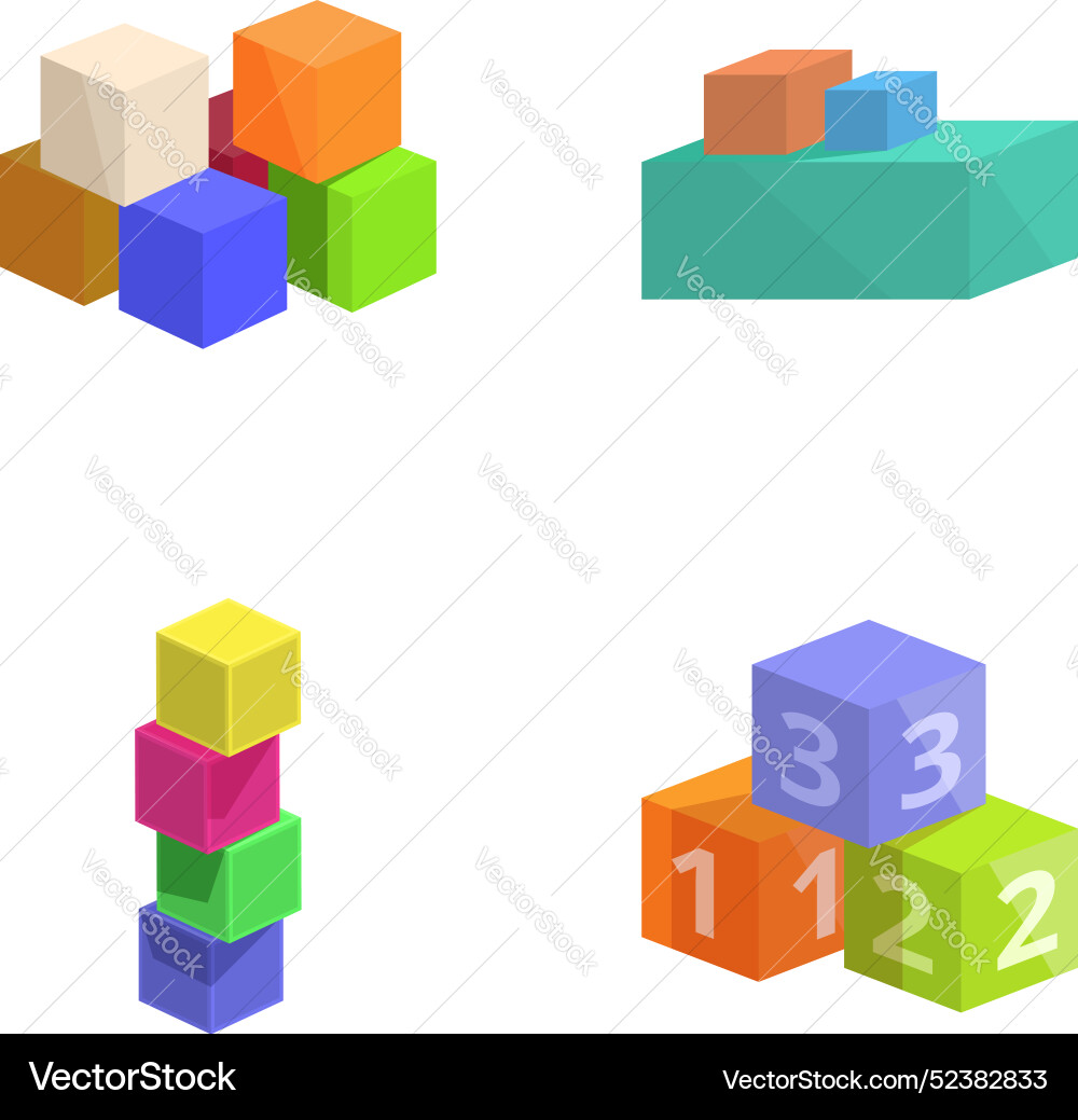 Set of colorful 3d geometric blocks Royalty Free Vector