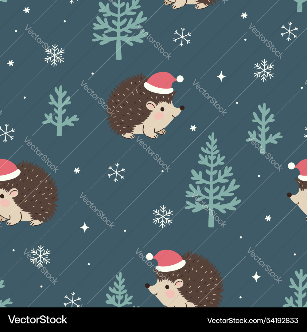 Simple funny seamless pattern with hedgehogs Vector Image