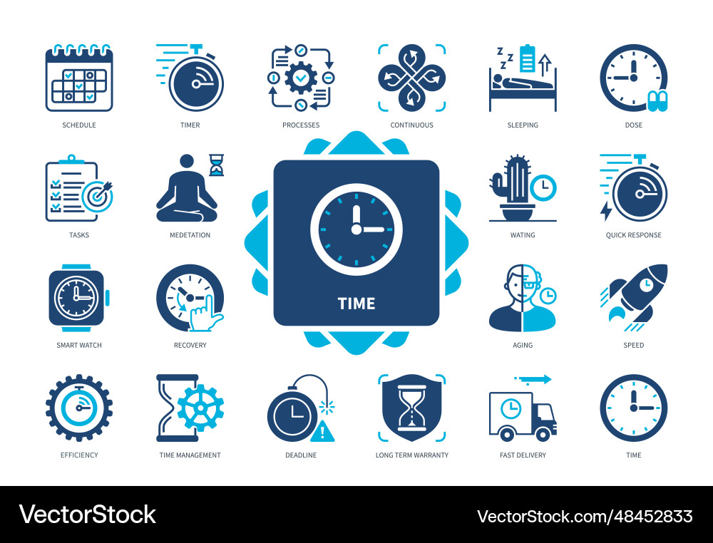 Time solid icon set Royalty Free Vector Image - VectorStock