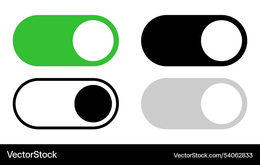 Toggle switch icons in various states Royalty Free Vector