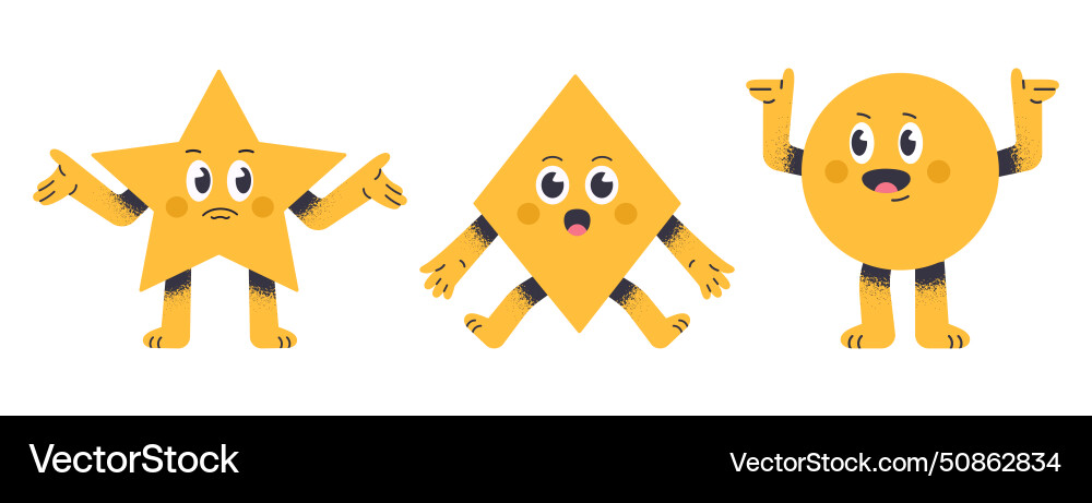 Cute geometric shapes comic rhombus star Vector Image