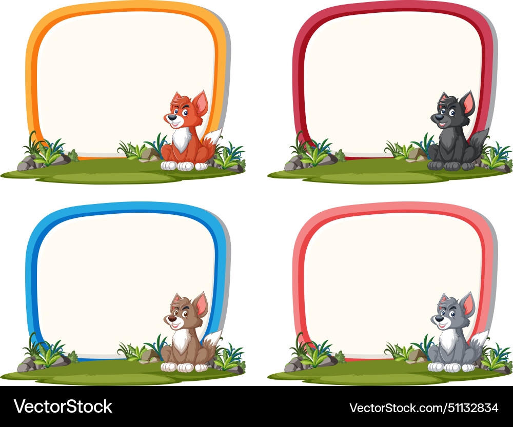 Four frames featuring playful cartoon cats Vector Image