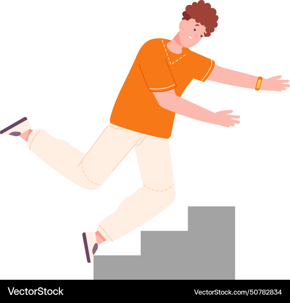 Man stumbling on stairs staircase accident Vector Image