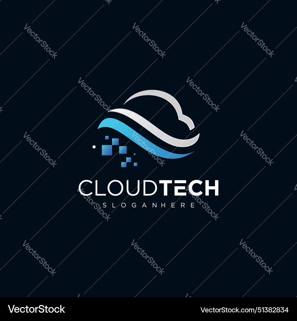 Modern cloud tech logo design technology digital Vector Image