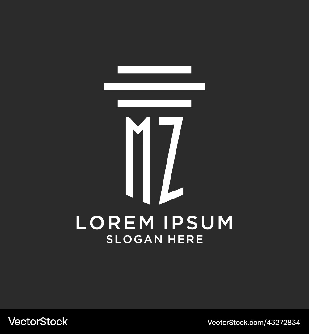 Mz initials with simple pillar logo design Vector Image